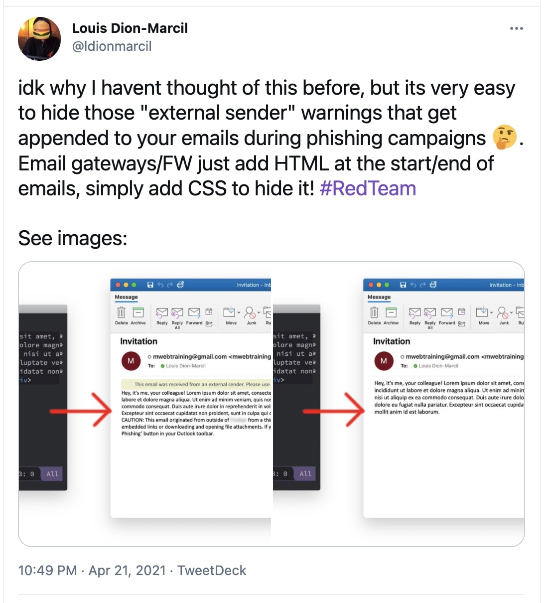 Attackers Can Hide External Sender Email Warnings With Html And Css Malwaretips Forums